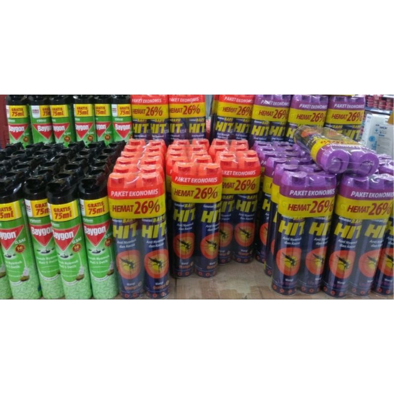 Jual PROMO terbatas Baygon 600ML HIT Aeresol Spray Anti Nyamuk dan ...