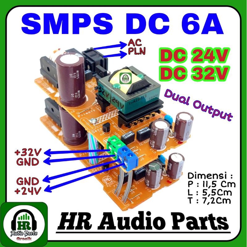 Jual Smps DC 24V & DC 32V 6A Double Output 24v & 32v dc 6Ampere for Amplifier / Tone Control ...