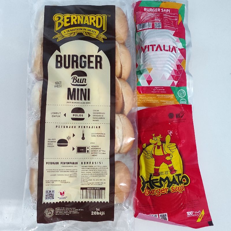 Jual Paket hemat burger mini bernardi isi 20pcs + smokebeef hemato ...