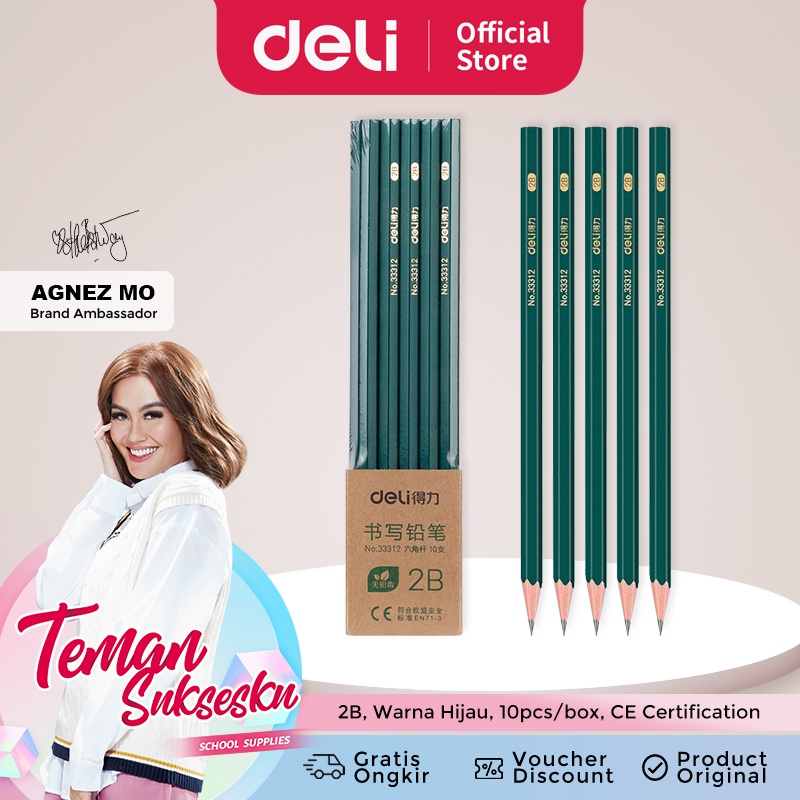 Jual Deli Pensil Kayu HB/2B 10pcs/Box 33312 | Shopee Indonesia