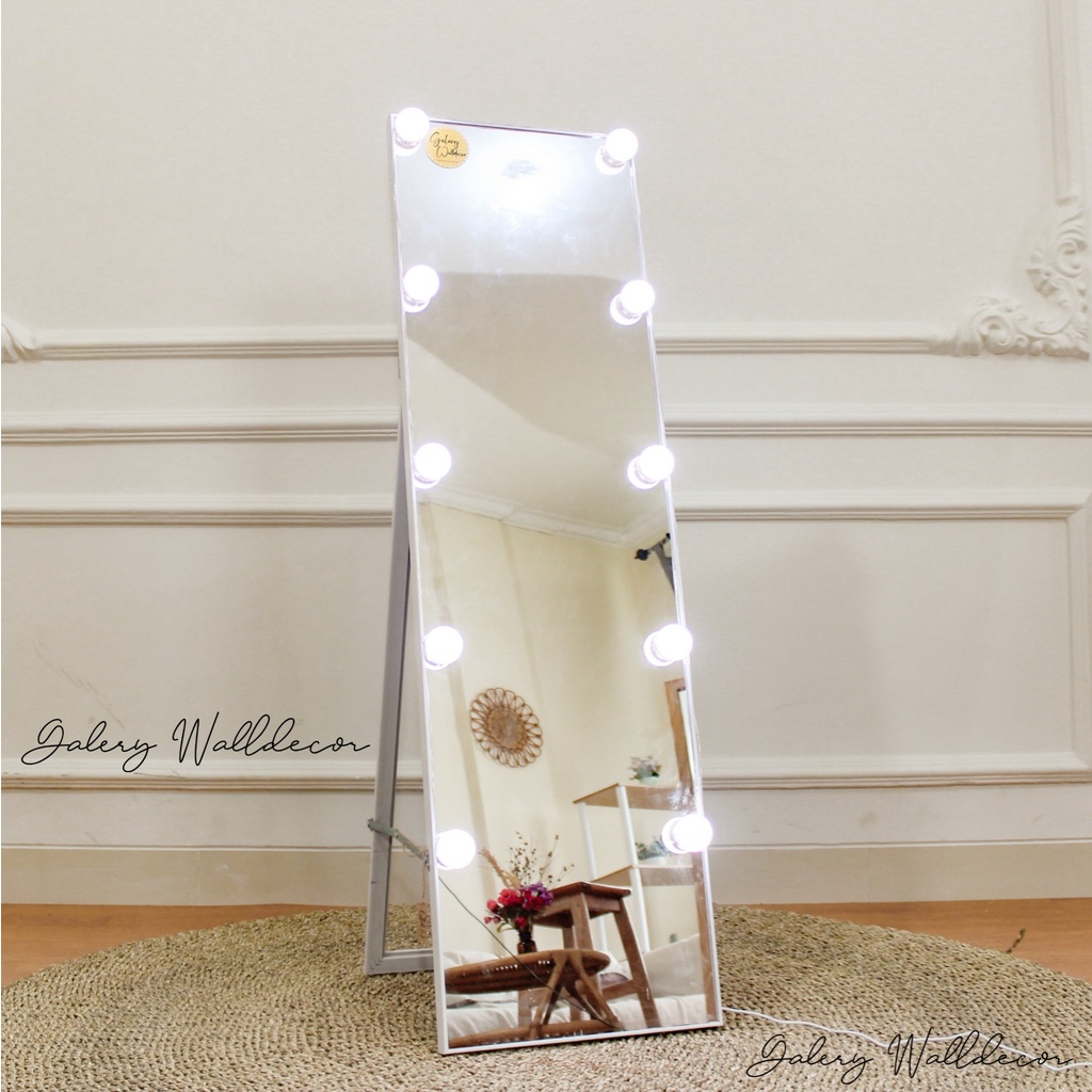 Jual Standing Mirror Framless Cermin Berdiri 10 Bohlam 40 cm x 127 cm ...