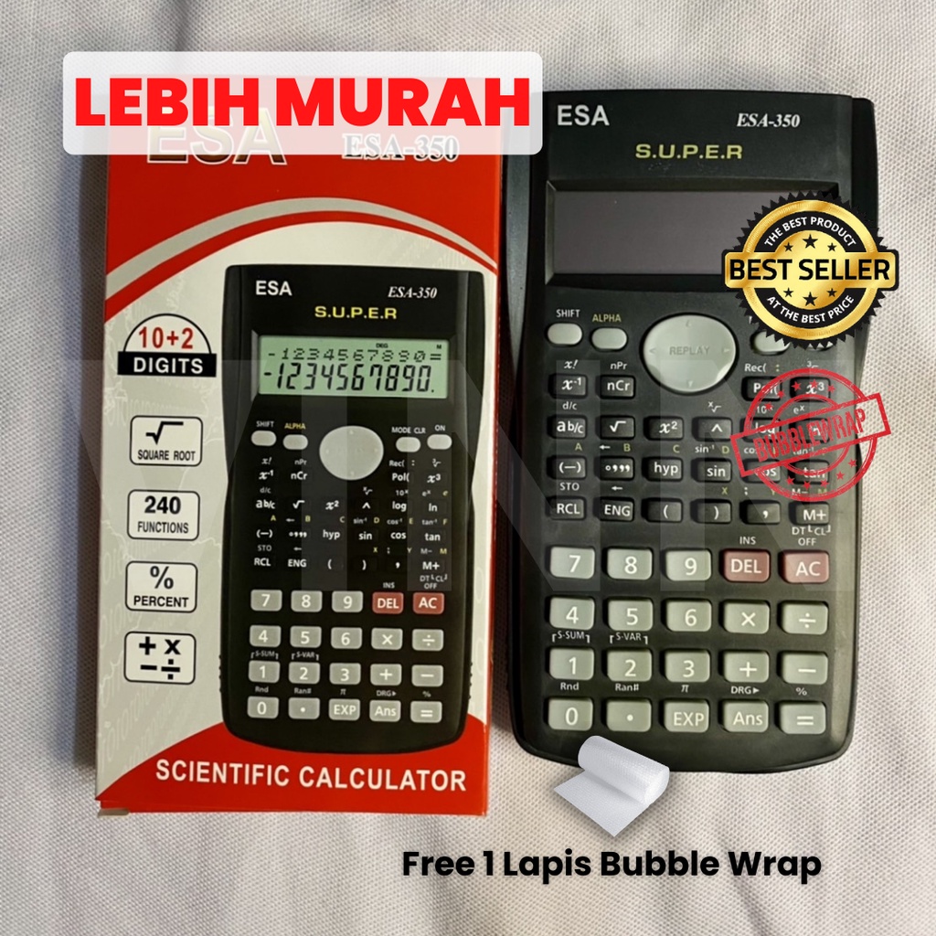 Jual Kalkulator Scientific Ujian Sekolah ESA 10 + 2 Digit Murah ...