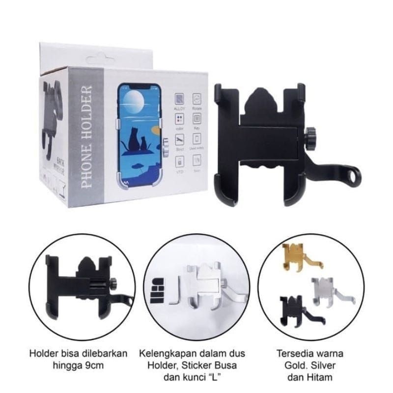Jual SS Holder Motor Besi Universal PHONE HOLDER Motor Bahan Besi ...