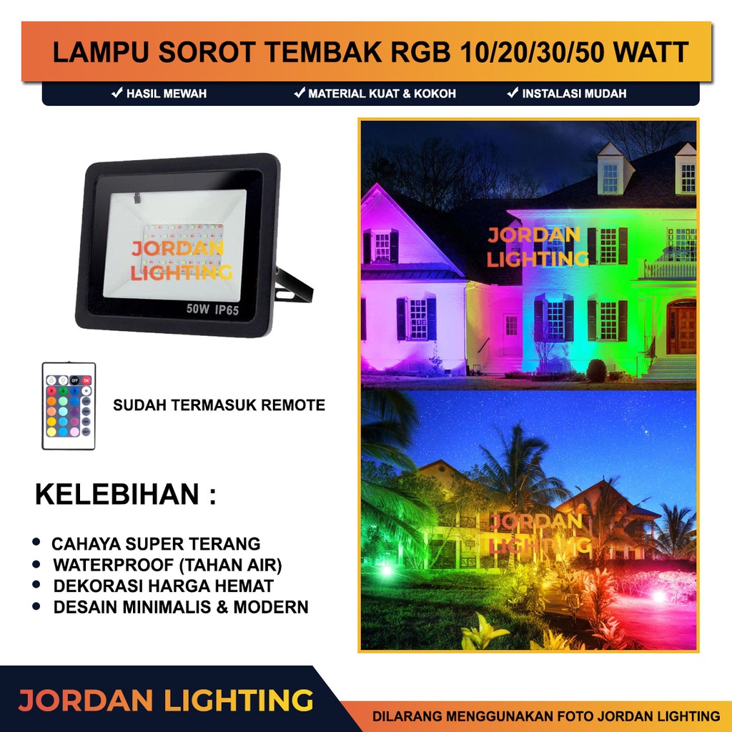 Jual Lampu Sorot LED RGB 10W 20W 30W 50W - Tembak Warna Warni Outdoor, Indoor, Tahan Air ...