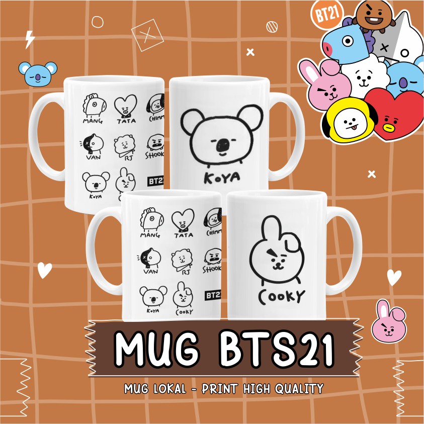 Jual Mug Custom BTS BT21// BTS Hampers Souvenir Hadiah Mug BTS Chibi ...