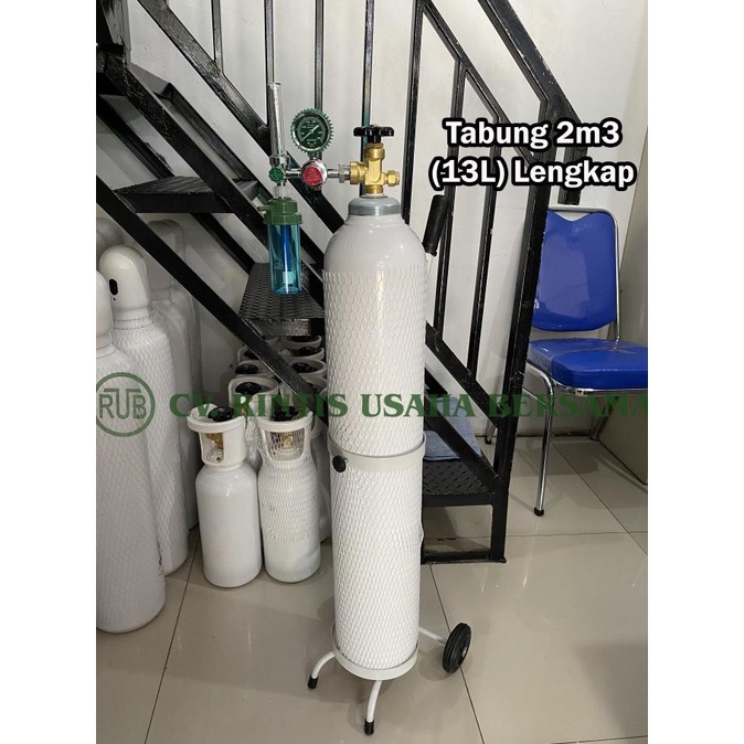 Jual Promo Tabung Oksigen 2m3 lengkap (tabung, troly, regulator, selang, isi) | Shopee Indonesia