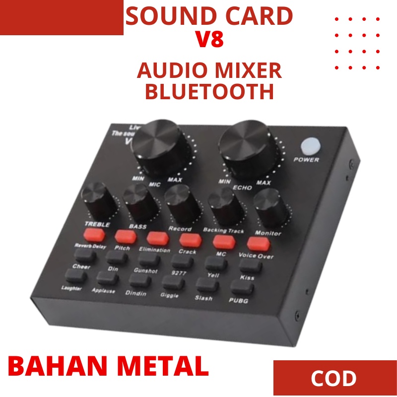 Jual Sound card V8 Mixer Bluetooth Soundcard V8 Audio untuk Live ...