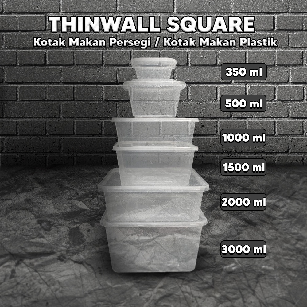 Jual Kotak Makan Plastik Persegi Thinwall Square Semua Ukuran