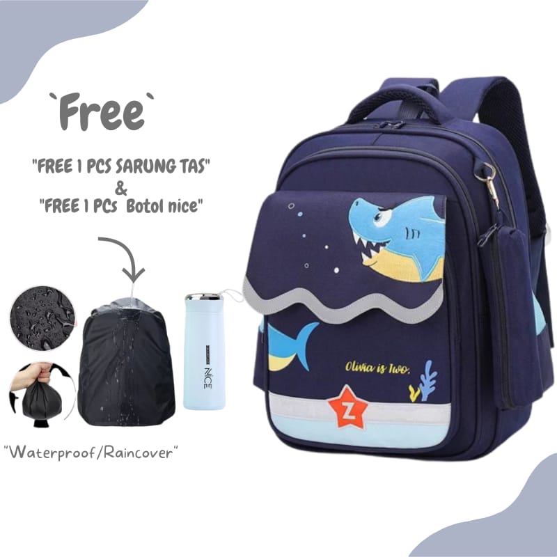 Jual Raja Tas Anak Ransel Sekolah Laki-laki Perempuan Sd Tk Smp Motif Kartun HIU | Shopee Indonesia