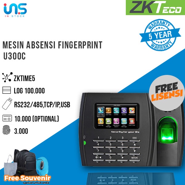 Jual Mesin Absensi Fingerprint Dan Mesin Akses Kontrol ZKTECO U300C | Shopee Indonesia