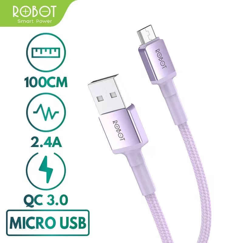 Jual Kabel Data MICRO USB ROBOT RSM100 braided Kabel Fast Charge 2.4 ...