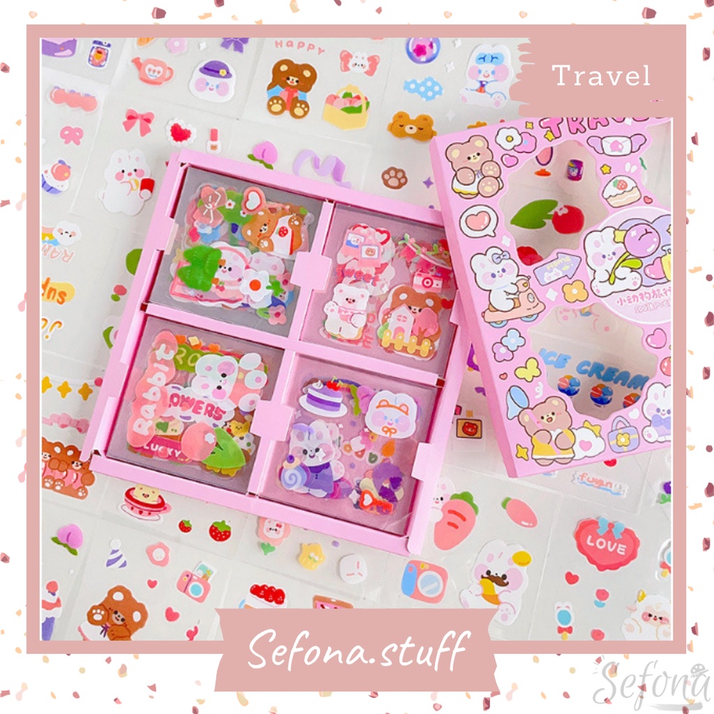 Jual [Part 1] 100 pcs Stiker Box Motif Kartun Momo, Bobo, Beruang Anti ...