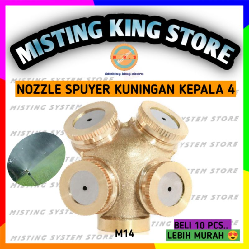 Jual NOZZLE SPRAYER KUNINGAN 4 LUBANG / HEAD SPRAY 4 WAY MATA / NOZLE ...