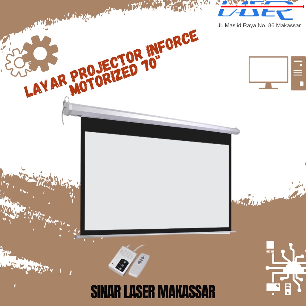 Jual LAYAR PROJECTOR MOTORIZED 70" INCH / LAYAR PROYEKTOR REMOTE ...