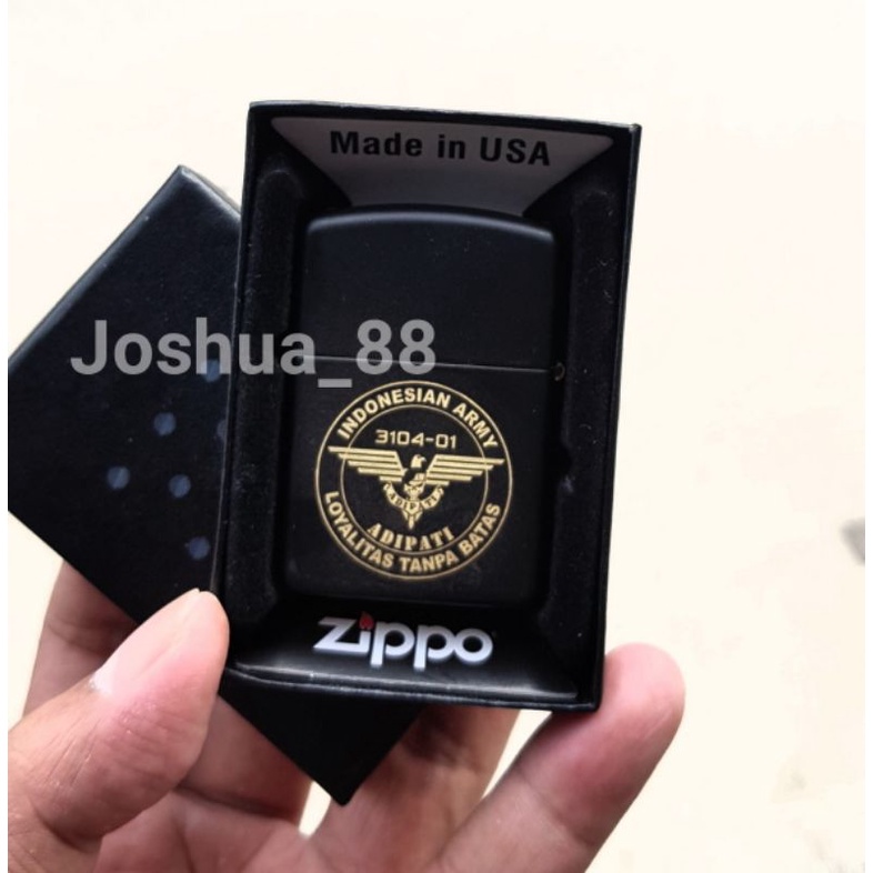 Jual Korek Api Zippo Black Matte Custom Ukir Logo Adipati Indonesian ...