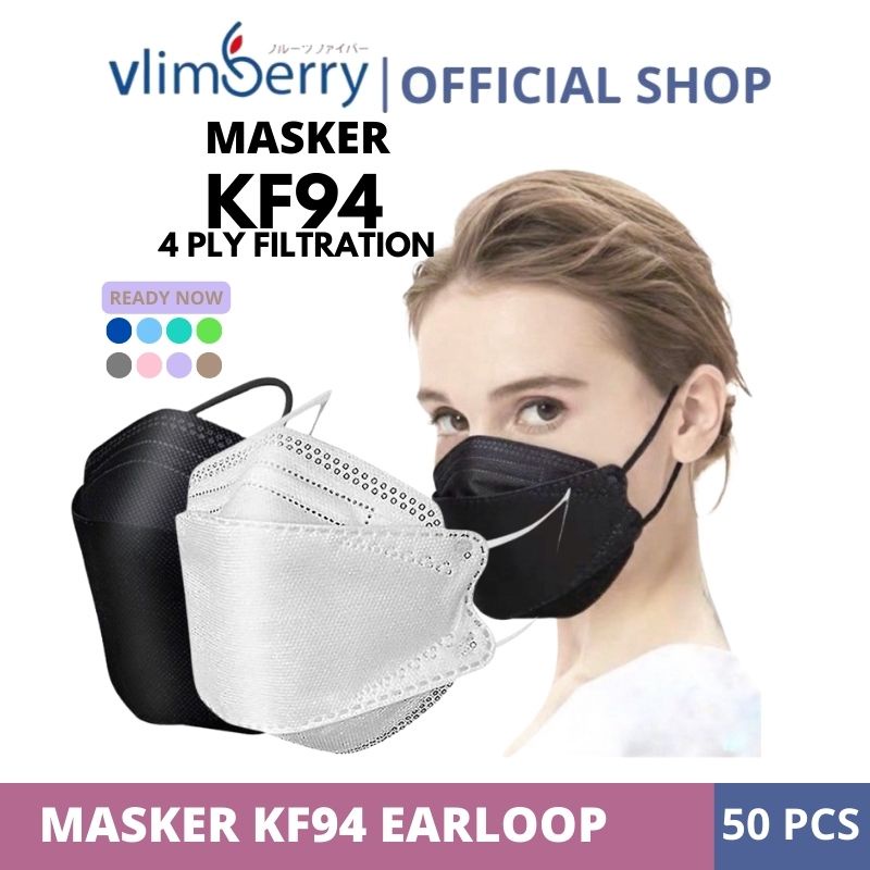 Jual Masker KF94 4Ply Isi 50 Pcs Hitam Putih Earloop | Shopee Indonesia