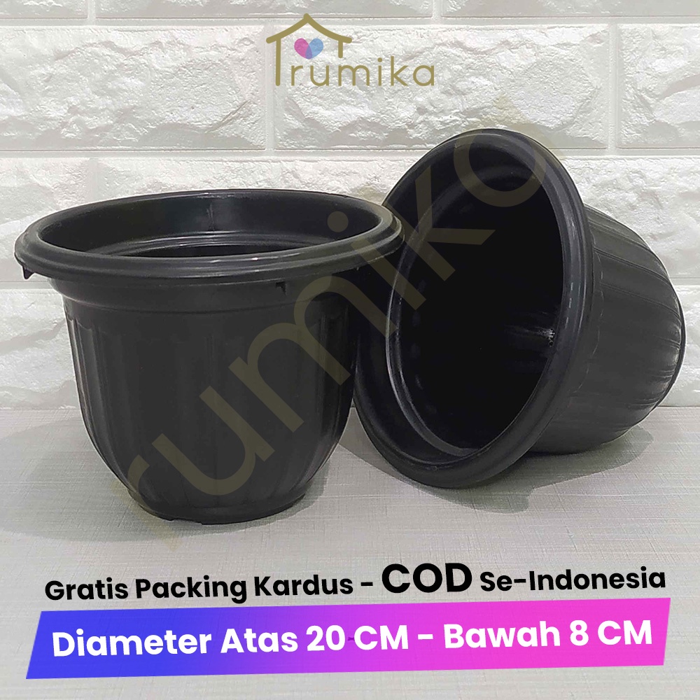 Jual Pot Bunga Bulat / Pot Hias / Pot Plastik Pot Tanaman 20 - Hitam ...