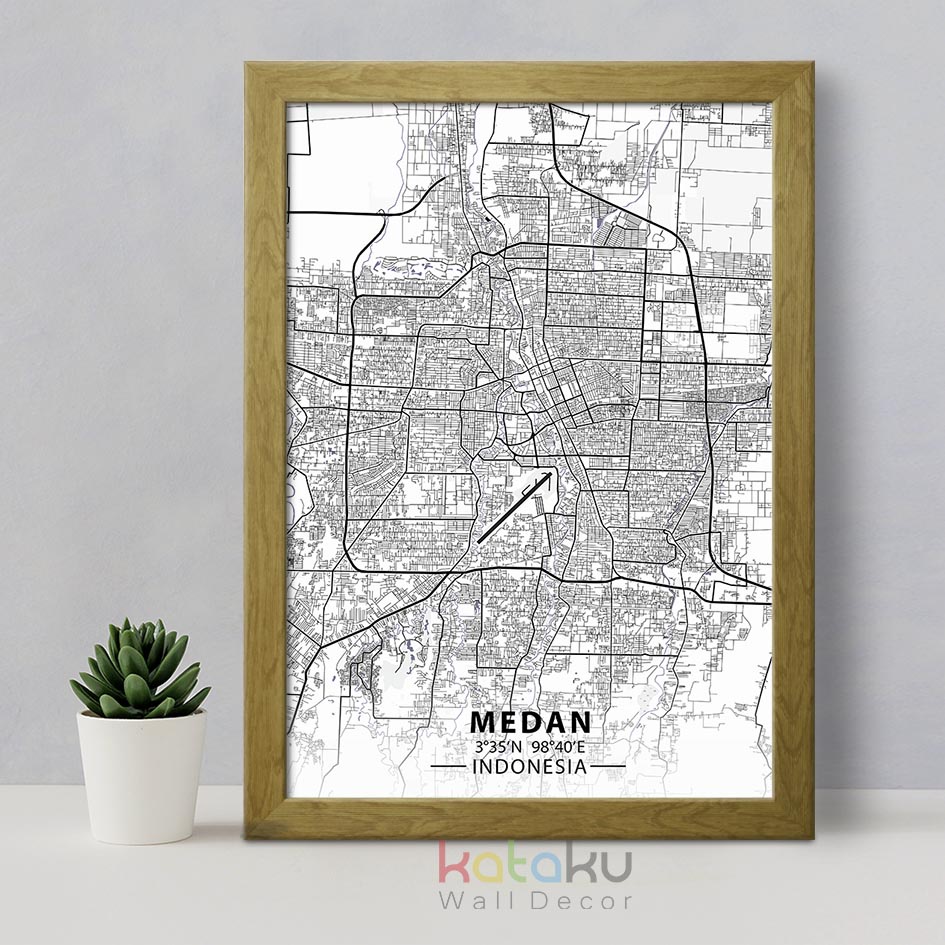Jual Medan City Map Art Pajangan Dinding Poster Peta Kota Medan Wall ...