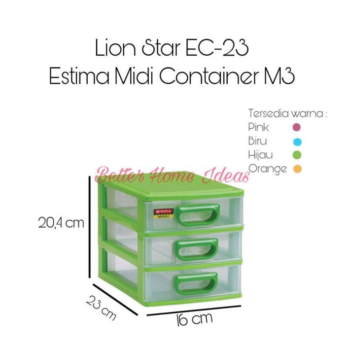 Jual Laci Plastik Mini 3 Susun - Lion Star Estima Midi Container M3 ...