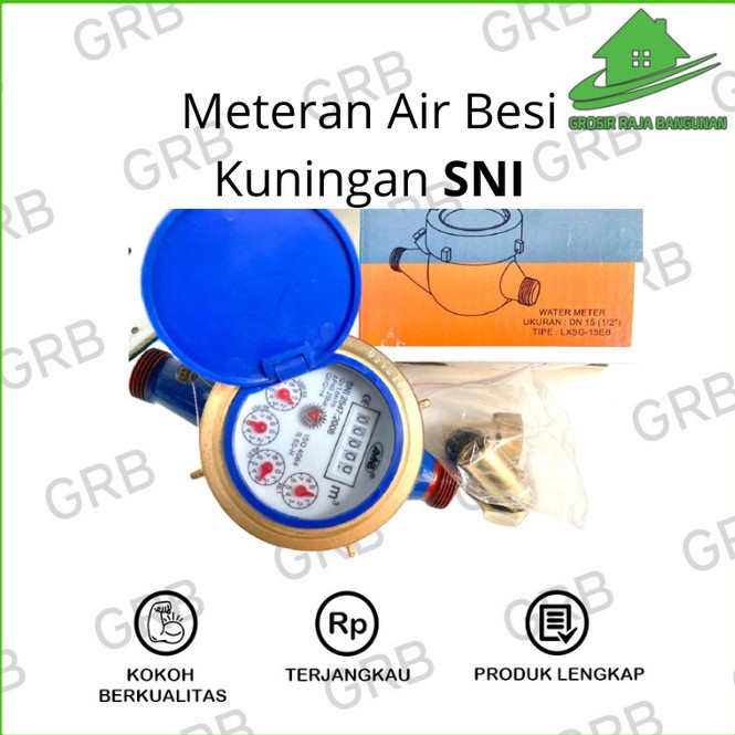 Jual Meteran Air PDAM Water Meter SNI Body Besi Kuningan 1/2" bukan ...