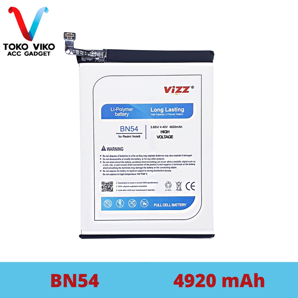 Jual Vizz Xiaomi BN54 Redmi Note 9 / Redmi 9 Baterai Batre Original ...