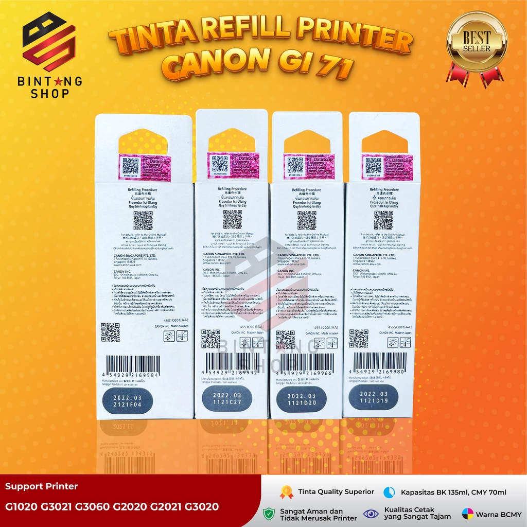 Jual Tinta Canon GI-71 Untuk Printer G1020 G2020 G2021 G2060 G3020 G3021 G3060 Warna Lebih Hidup ...