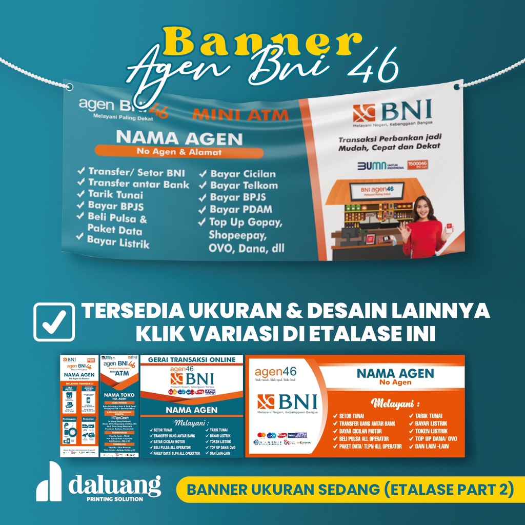 Jual Spanduk Banner Agen 46 Agen46 BNI Custom (Banner Part 2 Ukuran ...