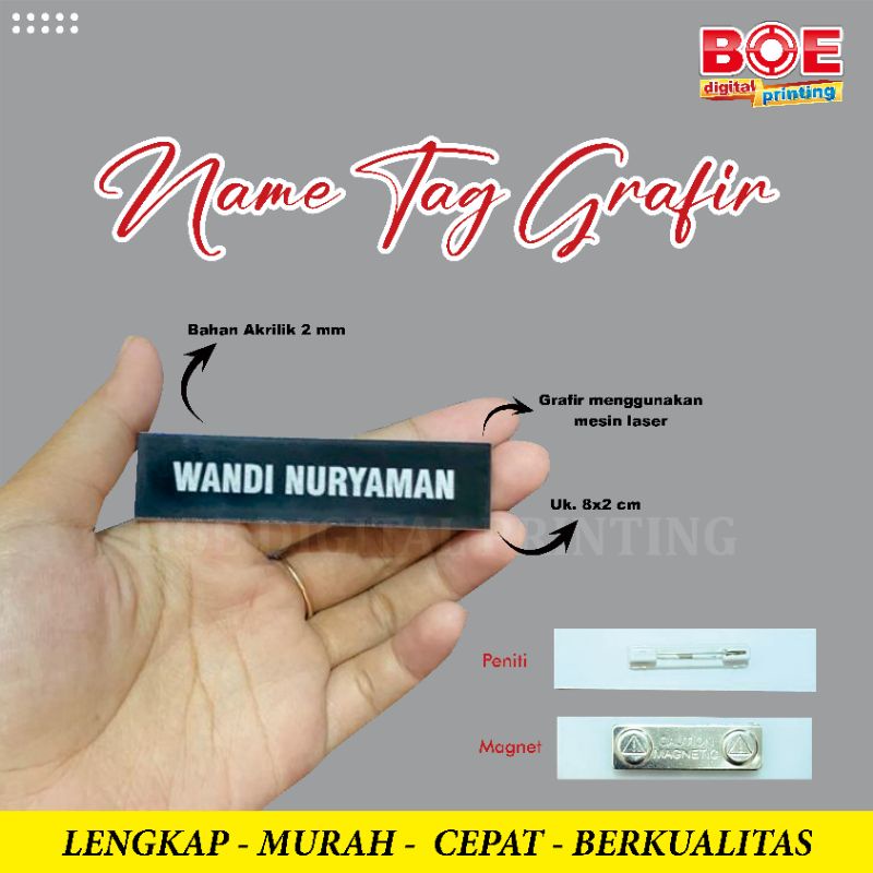 Jual NAME TAG DADA GRAFIR NAME TAG UKIR / PAPAN NAMA DADA UK 2 x 8cm ...