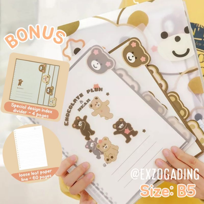 Jual Buku Binder A5 B5 Note File Holder Motif Beruang 60 Lembar Loose ...