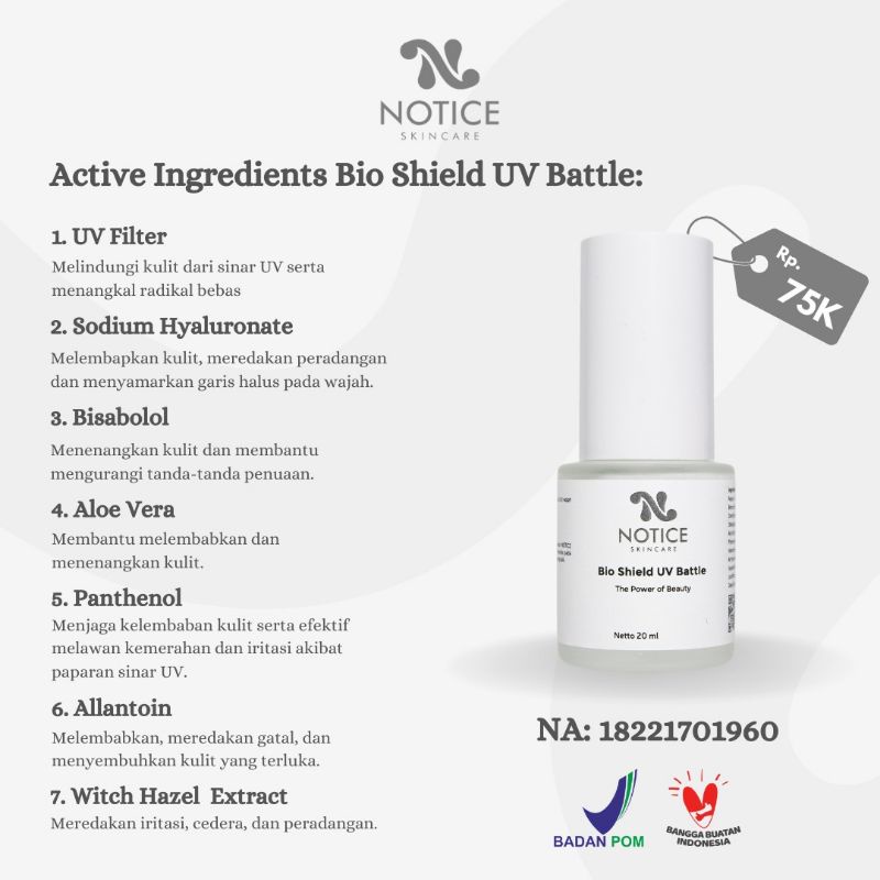 Jual Bio Shield UV Battle NOTICE SKIN CARE | Shopee Indonesia