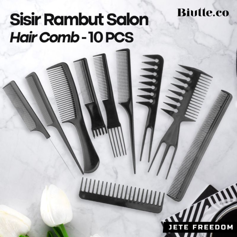 Jual BIUTTE.CO Sisir Rambut Salon Hair Comb SET 10 PCS Serit Pria ...