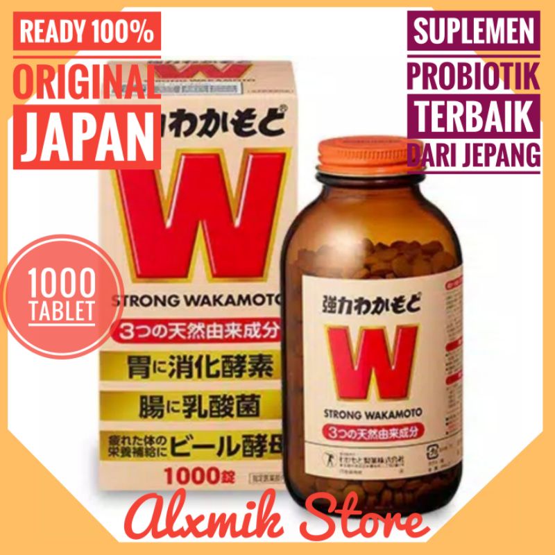 Jual Strong Wakamoto 1000 tablets original Japan Obat maag lambung usus probiotik | Shopee Indonesia