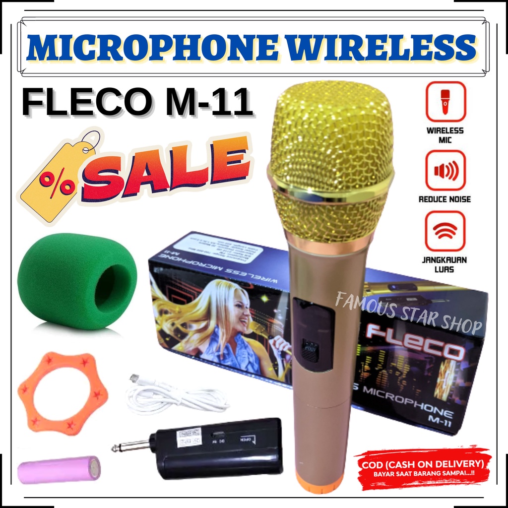 Jual Mic Profesional Microphone Wireless Tanpa Kabel Merek Fleco type ...