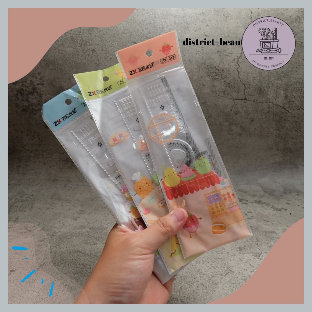 Jual 1 SET ISI 4 PCS PENGGARIS PLASTIK BUSUR ANAK SEKOLAH ALAT UKUR ...