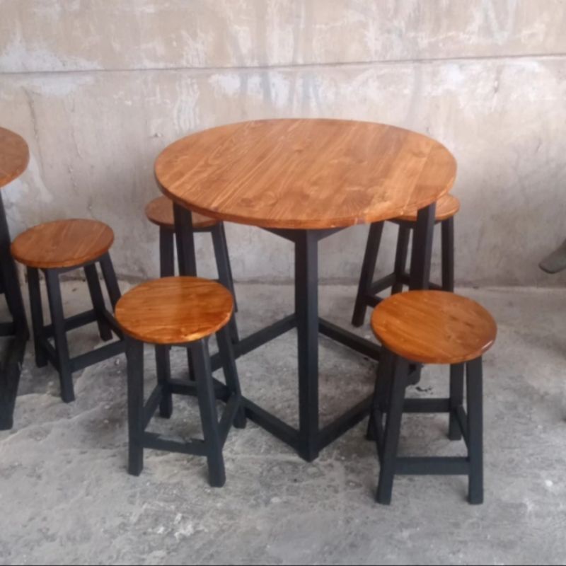Jual Meja Bulat set diameter cafe resto dll bermacam varian | Shopee ...