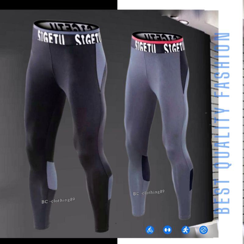 Jual Celana Legging Sports Panjang Pria Legging Kompresi Elastis Tinggi ...