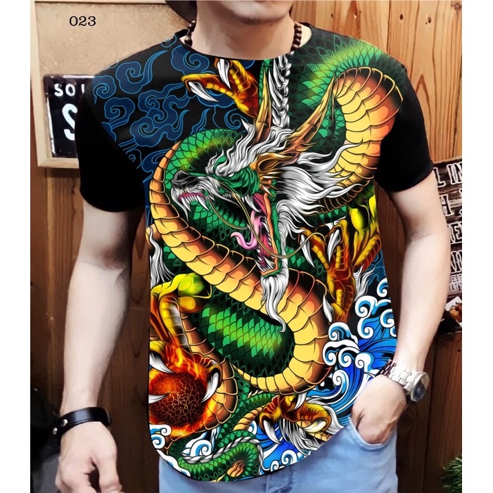 Jual Baju Kaos Pria Distro Gambar Naga Fullprint / Ready Size JUMBO XXL ...