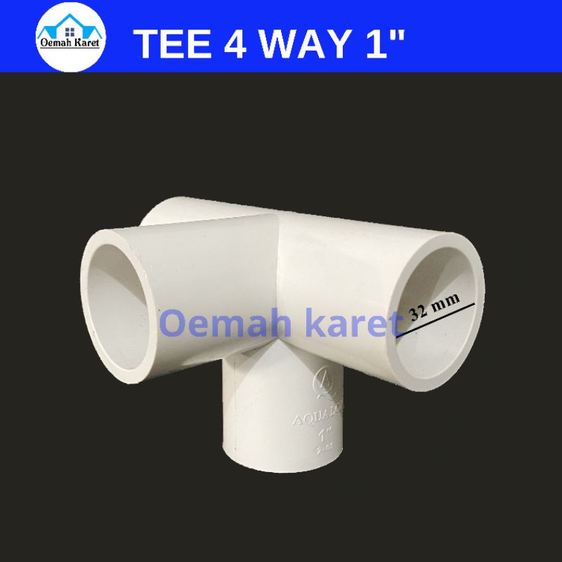 Jual Fitting Tee 4 Way / Cross Tee / Sambungan T Cabang Pipa PVC 1 Inch ...