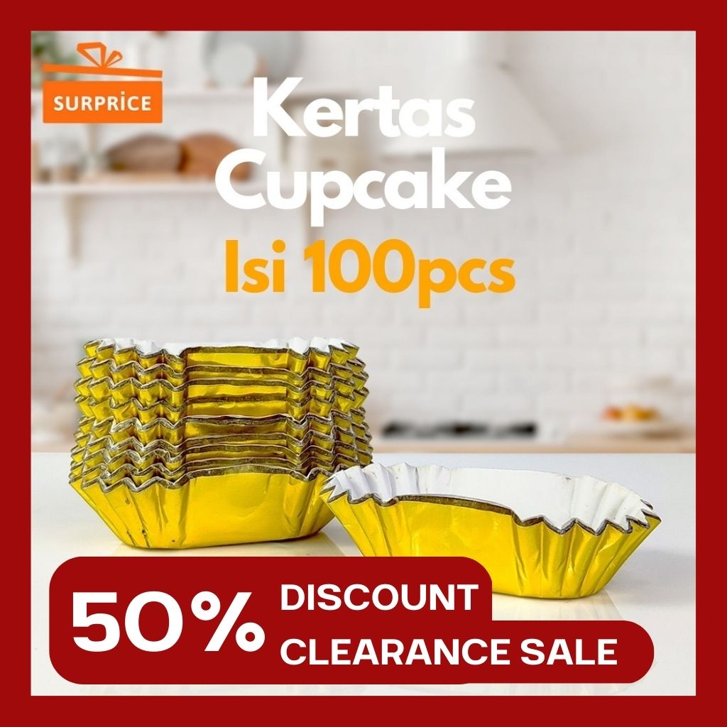Jual [MEGA SALE] Surprice Kertas Bolu Cupcake Panjang Metalik (isi ...