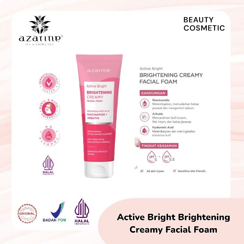 Jual Azarine Active Bright Brightening Creamy Facial Foam 50g | Shopee ...