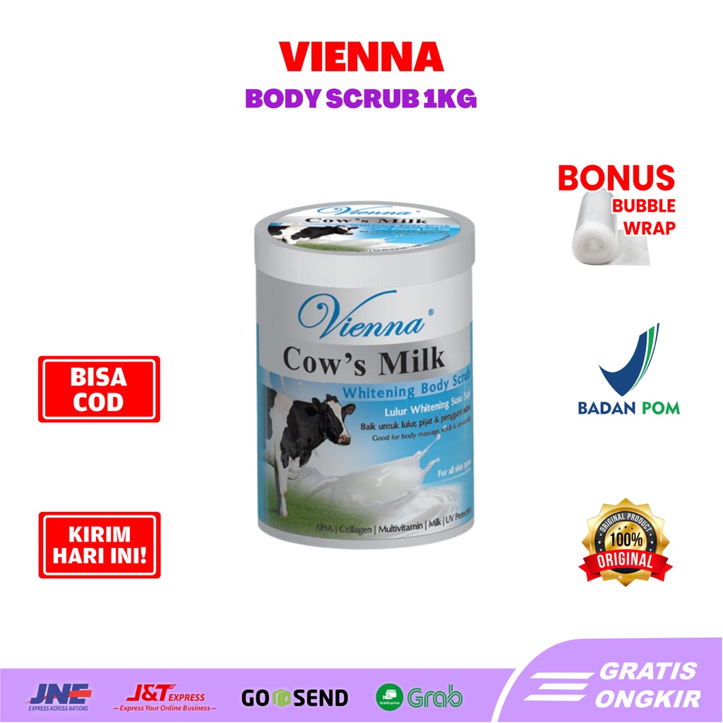 Jual Vienna Body Scrub Goats Milk 1kg Jar |scrub badan BPOM original ...