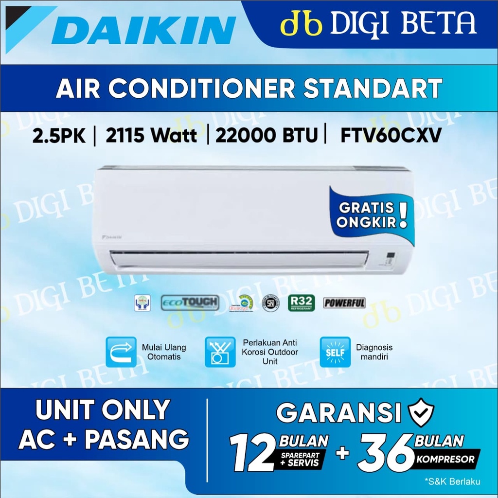 Jual AC Daikin 2.5 PK Standart FTV60CXV14 Air Conditioner Split 2115 Watt Pendingin Ruangan R32 ...