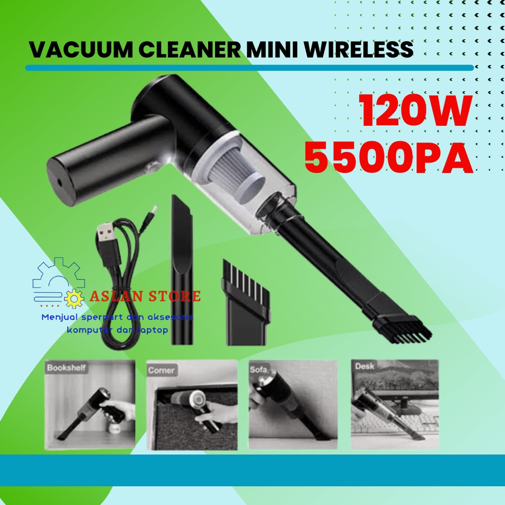 Jual Vacuum Cleaner mini Portable Cordless Wireless Vacum 2in1 LED ...
