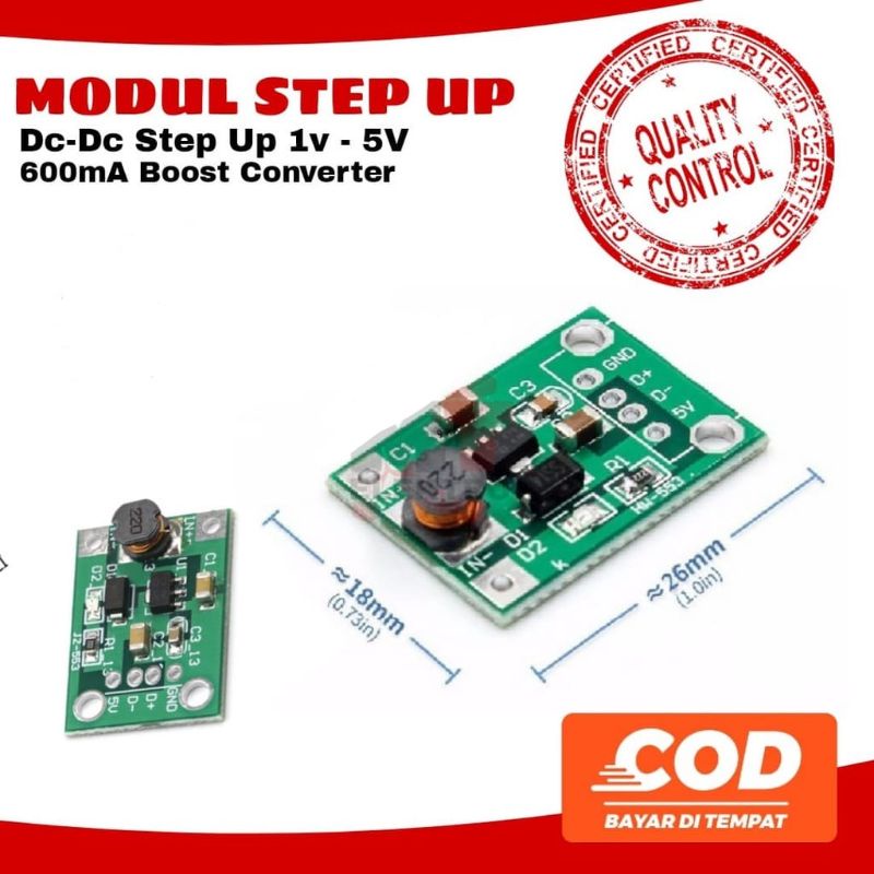 Jual Mini Power Modul DC-DC 1V-5V to 5V 600mA Boost Converter Step Up ...