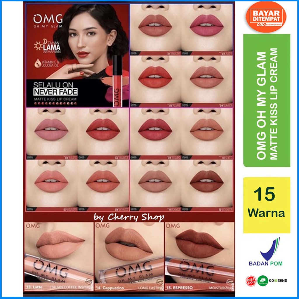 Jual [27 WARNA | TRANSPROOF] [BPOM] OMG Oh My Glam Matte Kiss Lip Cream 3.5g ( lipstick lipstik ...