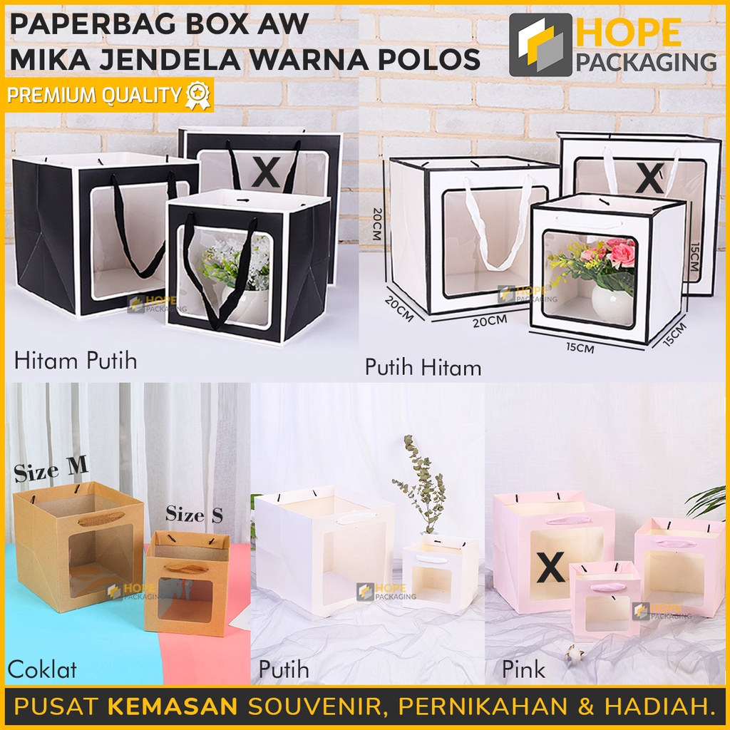 Jual Paper Bag Box Aw Mika Jendela Size : 15x15x15 cm / Goodie Bag ...