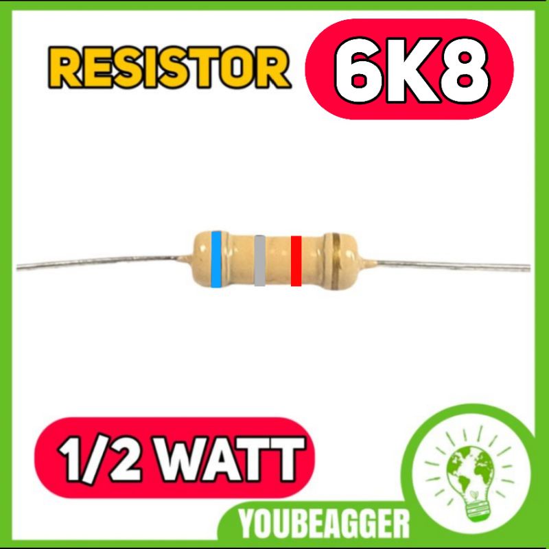 Jual Resistor 6k8 1/2 watt | Shopee Indonesia