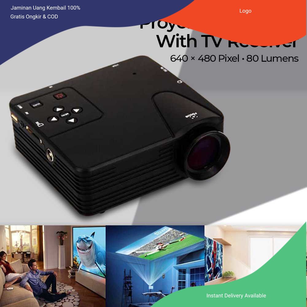 Jual Proyektor Mini LED 640 x 480 Pixel 80 Lumens with TV Receiver ...