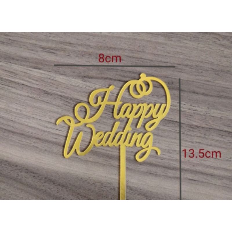 Jual Topper Happy Wedding, selamat menikah,Hiasan Kue Akrilik | Shopee ...