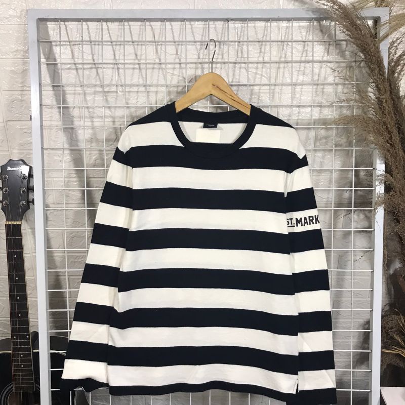 Jual long sleeve shirt salur garis motif by polham official second ...